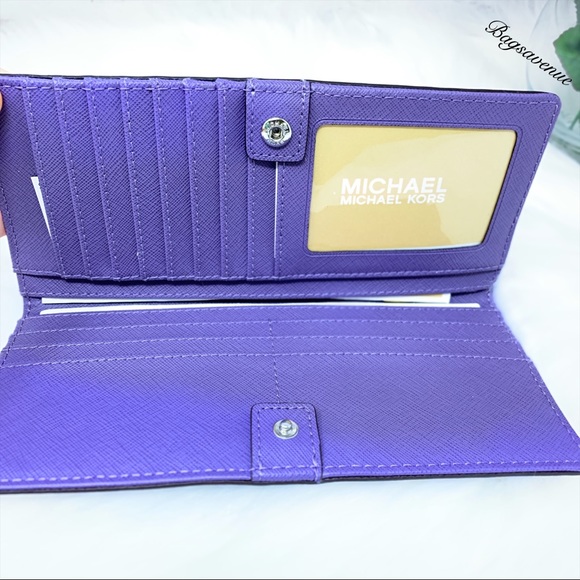 Michael Kors | Bags | Michael Kors Jet Flat Slim Bifold Wallet Amethyst ...
